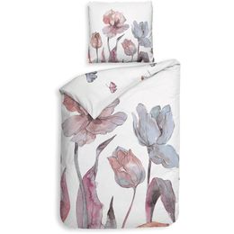 Wendebettw&auml;sche &raquo;Zeljko&laquo; 2 Stk. Blumen Design, 100% Baumwolle ab 135x200 cm. wei&szlig; Mako-Satin, Obermaterial: 100% Baumwolle B/L: 155cm x 220cm, 1 Stk.,