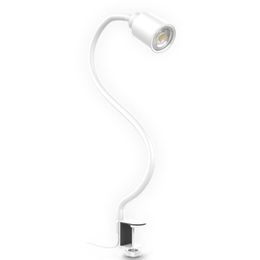 B.K.LICHT Tischleuchte GU10 1 Stk. Klemmleuchte, warmwei&szlig;, flexibler Schwanenhals, Kippschalter, Metall wei&szlig; 1, &Oslash; 52cm H: 38,5cm, 1 Stk.