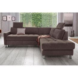 Sit & More sit&more Ecksofa &raquo;Pablo L-Form&laquo; wahlweise mit Schlaffunktion braun Struktur fein (100% Polyester);Struktur (100% Polyester) B/H/T: 233cm x 78cm x 