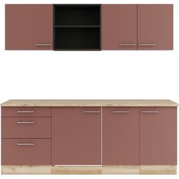 Optifit K&uuml;che &raquo;Bella&laquo; Breite 210 cm, wahlweise mit E-Ger&auml;ten rot B/H/T: 210cm x 60cm, ohne E-Ger&auml;te