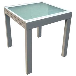 Garden Pleasure Gartentisch &raquo;LOLA&laquo; ausziehbar grau Aluminium;Wellenglas B/H/T: 90cm x 75cm x 90cm