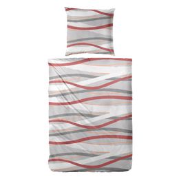 Primera Bettw&auml;sche &raquo;Biber-Bettw&auml;sche Whips&laquo; 2 Stk. mit modernen Linien Biber, Obermaterial: 100% Baumwolle B/L: 135cm x 200cm, 1 Stk., 1 Stk., Biber, B/L: 
