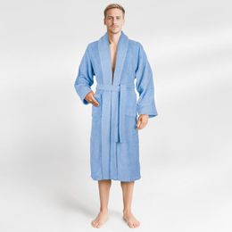 HAMMETEX Herrenbademantel &raquo;hergestellt aus 100% Baumwolle &ndash; 380 g/m&sup2; Frottee, mit Taschen&laquo; 1 Stk. saugf&auml;hig & Weich blau Baumwolle XL