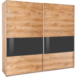 wimex Schwebet&uuml;renschrank &raquo;Bramfeld Kleiderschrank&laquo; mit Glaselementen und zus&auml;tzlichen Einlegeb&ouml;den braun B/H/T: 225cm x 208cm x 64cm, T&uuml;ren: 2 Stk.