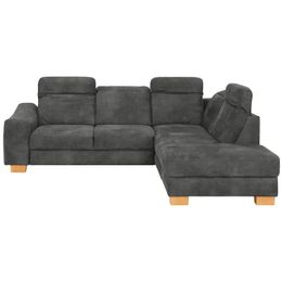 Home Affaire Ecksofa &raquo;Dundee L-Form&laquo; wahlweise mit Kopfteilverstellung und zus&auml;tzlich mit Schlaffunktion grau Luxus-Microfaser Florence (100% 