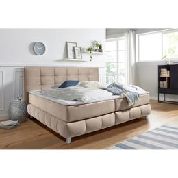 Home Affaire Boxspringbett &raquo;Salo&laquo; incl. Topper, 6 Breiten, 2 H&auml;rtegrade, TFK auch in H&auml;rtegrad 4 beige Struktur (100% Polyester);Bezug der 