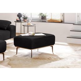 W.Schillig Polsterhocker &raquo;run&laquo; mit Holzsockel, F&uuml;&szlig;e in Bronze pulverbeschichtet, Breite 75 cm schwarz Flachgewebe W82 Q2 (74% Polyacryl, 26% Polyester