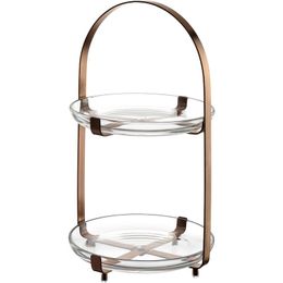 Leonardo Etagere &raquo;CUCINA, 2 stufig - H&ouml;he 32 cm&laquo; Servieretagere mehrst&ouml;ckig, zum Servieren und Pr&auml;sentieren transparent Glas, Metall &Oslash; 18,6cm