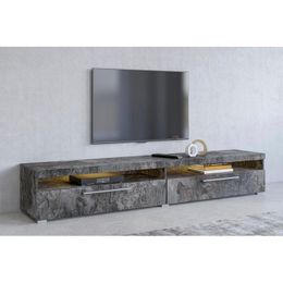 OTTO home Lowboard &raquo;India,Breite 200 cm, stilvolle Fernsehschrank mit offenen F&auml;chern&laquo; TV-Board ohne Beleuchtung, TV-Kommode mit viel Stauraum schwarz