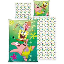 Spongebob Bettw&auml;sche &raquo;&laquo; 2 Stk. Wendebettw&auml;sche bunt Renforc&eacute;, Obermaterial: 100% Baumwolle B/L: 135cm x 200cm, 1 Stk., 1 Stk., Renforc&eacute;, B/L: 80cm x 80cm, 2 Stk
