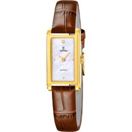 Festina Damen Quarzuhr &raquo;Mademoiselle&laquo; Armbanduhr, Damenuhr, Lederarmband, analog braun Einheitsgr&ouml;&szlig;e