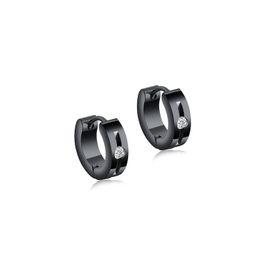Firetti Damen Paar Creolen &raquo;Schmuck Geschenk Glamour, klassisch&laquo; mit Zirkonia (synth.) schwarz-wei&szlig; 13,5mm, Edelstahl