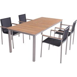 Garden Pleasure Garten-Essgruppe &raquo;, Tischgruppe &raquo;DALLAS/DENVER Set 03&laquo;&laquo; Set, 4 St&uuml;hle (stapelbar), Tisch LxB: 200x90 cm grau Teak FSC 100% Einheitsgr&ouml;&szlig;e
