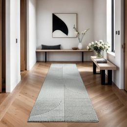 MERINOS Teppich &raquo;Elio&laquo; rechteckig 16 mm H&ouml;he moderner Kurzflor Teppich mit Hoch-Tief-Effekt, 3D Effekt grau Polyester, Polypropylen B : 80cm 1 Stk., 