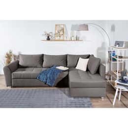 Collection AB Ecksofa &raquo;Jana XL L-Form, B: 250 cm&laquo; Schlaffunktion, Bettkasten & 1 Zierkissen, Federkern grau 100%Polyester B/H/T: 250cm x 42cm x 161cm,