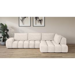 OTTO home Ecksofa &raquo;AZITA L-Form, XXL 352 cm Designsofa in Bubble-Opitk&laquo; lose R&uuml;ckenkissen, traumhafte Steppung beige 100% Polyester B/H/T: 352cm x 