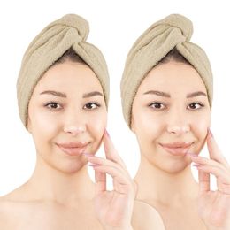 HAMMETEX Turban-Handtuch &raquo;2er Set Haarturban Damen, 100% Baumwolle, Flauschig & Schnelltrocknend&laquo; Uni-Farben, weich beige Frottier, Baumwolle B/L: 