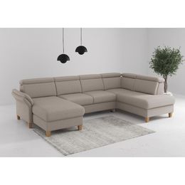 OTTO home Wohnlandschaft &raquo;Glendale, U-Form&laquo; inkl. Kopfteilverstellung, wahlweise mit Vorziehsitz und Bettkasten beige 95% Polyester, 5% Polyamid B/H/T