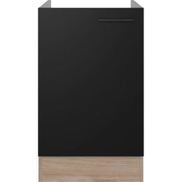 Flex-Well Sp&uuml;lenschrank &raquo;Capri&laquo; 1 Stk. tlg. (B x H x T) 50 x 82 x 57 cm, ohne Arbeitsplatte schwarz Holzwerkstoff Endgrain Oak, B/H/T: 50cm x 82,2cm x 57,1cm, 