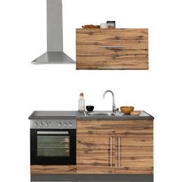 KOCHSTATION Pantryk&uuml;che &raquo;KS-Samos&laquo; Breite 160 cm, wahlweise mit E-Ger&auml;ten und Glaskeramikkochfeld braun B/H/T: 160cm x 200cm x 60cm, ohne E-Ger&auml;te