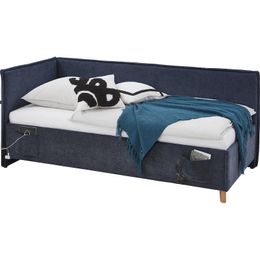 Meise M&ouml;bel meise.m&ouml;bel Kinderbett &raquo;FUN II&laquo; Polsterbett wahlweise mit Bettkasten, Jugendbett inkl. USB-Anschluss blau Liegefl&auml;che L&auml;nge B: 200cm x 90cm, 