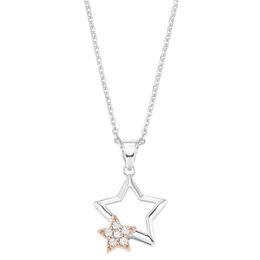 Amor Damen Kette mit Anh&auml;nger &raquo;Sterne&laquo; mit Zirkonia (synth.) rosa Silber 925 (Sterlingsilber), L: 42
