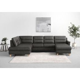 Sit & More sit&more Wohnlandschaft &raquo;Far&ouml; U-Form&laquo; inklusive Federkern, wahlweise mit Schlaffunktion und Bettkasten grau B/H/T: 325cm x 90cm x 187cm, Microfaser, 