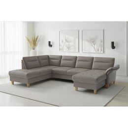 Sit & More sit&more Wohnlandschaft &raquo;Pamela, U-Form, B: 292 cm, Leder&laquo; B/H/T: 292cm x 90cm x 212cm, NaturLEDER Stoff, Ottomane links,mit Bett in Stoff,mit 