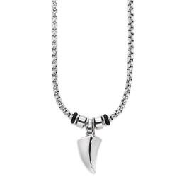 Bruno Banani Herren Kette mit Anh&auml;nger &raquo;Schmuck Geschenk Kette mit Anh&auml;nger in Haifischzahn-Optik&laquo; silber Edelstahl Kautschuk, L: 50 B: 2,5mm