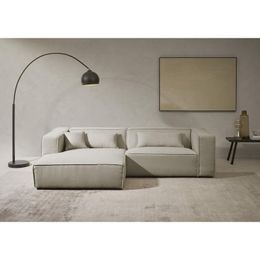 LeGer Home by Lena Gercke Ecksofa &raquo;PIARA Struktur mit Kedernaht L-Form&laquo; wahlweise Ottomane rechts/links, schwarze F&uuml;&szlig;e, bequemer Sitzkomfort 100% 