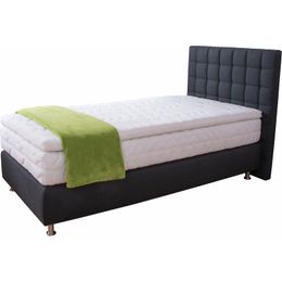 Westfalia Schlafkomfort Boxspringbett grau Microvelours (100% Polyester);Strukturstoff (77% Polyester und 23% Viskose);Bonnell-Federkern-Matratzenbezug: 100% Polyester;