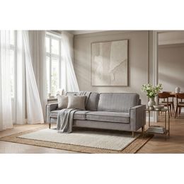 OTTO home 3-Sitzer &raquo;Pinto Skandi,Maxi-Ausf&uuml;hrung, 236 cm, Chenille, Struktur&laquo; mit Keder, Massivholzf&uuml;&szlig;e Eiche ger&auml;uchert, Wellenunterfederung grau 100