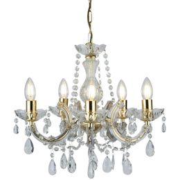 Searchlight Kronleuchter &raquo;Marie Therese 5Lt Pendant&laquo; E14 1 Stk. gold 5, &Oslash; 48cm H: 41cm, 1 Stk.