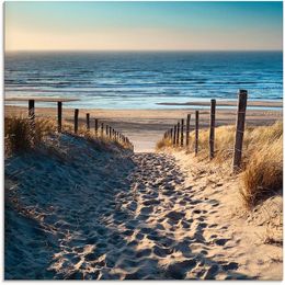Artland Glasbild &raquo;Weg zum Nordseestrand Sonnenuntergang&laquo; Strand 1 Stk. tlg. in verschiedenen Gr&ouml;&szlig;en beige B/H/T: 40cm x 40cm, Glasbild Strand, 1 Stk.