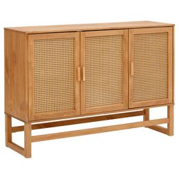 OTTO home Sideboard &raquo;Linz&laquo; Kommode mit Rattangeflecht auf den T&uuml;rfronten, aus Massivholz gelb FSC -zertifiziertes Massivholz B/H/T: 128cm x 90cm x 