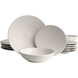ECHTWERK Tafelservice &raquo;Blanka Nature Design&laquo; Teller Set, mit Struktur beige Steingut 12 Stk.