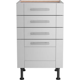 KOCHSTATION Unterschrank &raquo;KS-Ahus&laquo; Breite 50 cm grau hellgrau, B/H/T: 50cm x 87cm x 58,4cm, Schubladen: 4 Stk.