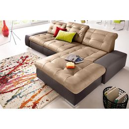 Sit & More sit&more Ecksofa &raquo;Palomino L-Form&laquo; wahlweise XL oder XXL und mit Schlaffunktion braun Kunstleder SOFTLUX /Struktur (100% Polyester);Kunstleder SOFTLUX