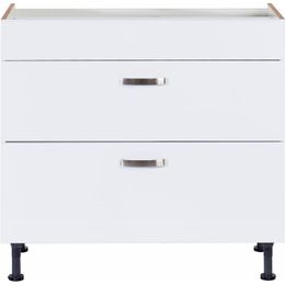 KOCHSTATION Kochfeldumbauschrank &raquo;KS-Cara&laquo; Breite 90 cm, mit Vollausz&uuml;gen und Soft-Close-Funktion wei&szlig; wei&szlig;, B/H/T: 90cm x 87cm x 58,4cm