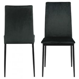 ACTONA GROUP Esszimmerstuhl &raquo;Demina&laquo; (Set) 4 Stk.in Samtvelours oder Kunstleder gr&uuml;n B/H/T: 43,5cm x 92cm x 53cm, 4 Stk., Stoff dunkelgr&uuml;n