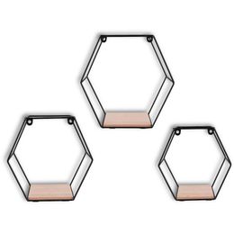 Mirrors and More Ablageregal &raquo;CHIARA&laquo; Set, 3 Stk. tlg. Wandregalset schwarz MDF, Metall B/H/T: 25cm x 22cm x 10cm, offene F&auml;cher