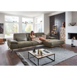 Die PlanBar Ecksofa &raquo;PN-EM18063 L-Form, B: 322 cm&laquo; optional mit echt bezogenem R&uuml;cken, Sitztiefen- und Armteilverstellung Sichtrahmen: Aus Spannplatte