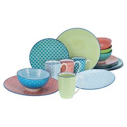 Creatable Kombiservice &raquo;Geschirr-Set Mediterran&laquo; Service, 16 Teile, f&uuml;r 4 Personen bunt Steinzeug 16 Stk.