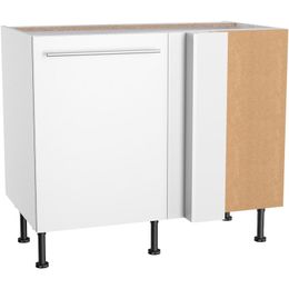 KOCHSTATION Eckunterschrank &raquo;KS-Bern2&laquo; Breite 100 x 65 cm, L&ouml;sung f&uuml;r Geschirrsp&uuml;ler, 1 T&uuml;r, 1 Einlegeboden wei&szlig; Holzwerkstoff B/H/T: 100cm x 87cm x 