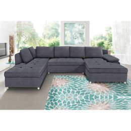 OTTO home Wohnlandschaft &raquo;Labene U-Form&laquo; wahlweise mit Schlaffunktion und Bettkasten grau Struktur fein (95% Polyester, 5% Polyamid);Luxus-Microfaser 