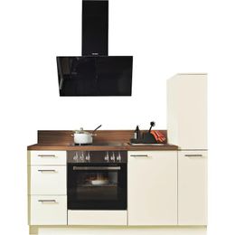KOCHSTATION K&uuml;che &raquo;"KS-Scafa", mit h&ouml;henverstellbaren F&uuml;&szlig;en&laquo; vormontiert, wahlweise mit E-Ger&auml;ten, Stellbreite 180 cm beige B/H/T: 180cm x 58cm,mit E-