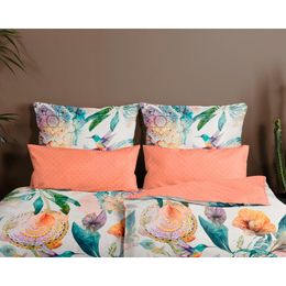 HIP Kissenh&uuml;lle &raquo;BERNICE&laquo; Baumwolle, Mako-Satin, 40x80, 1 St&uuml;ck, Rei&szlig;verschluss, Orange Pfirsich orange Satin, Obermaterial: 100% Baumwolle B/L: 80cm 