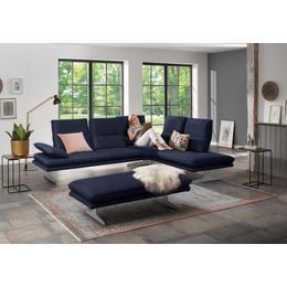 W.Schillig Ecksofa &raquo;broadway, Designsofa, mit tollem Sitzkomfort, L-Form&laquo; Sitztiefenverstellung, Kopfteil- & Seitenteilverstellung, Breite 284cm blau 