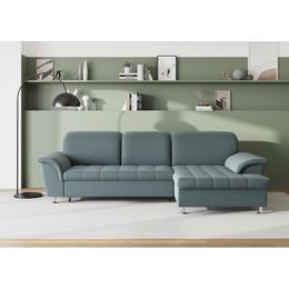 DOMO collection Ecksofa &raquo;FRANZI 278x170x81 cm, Steppung im Sitzbereich, L-Form&laquo; wahlweise mit Bettfunktion, Bettkasten und Kopfteilverstellung blau 