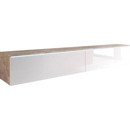 Home Affaire Lowboard &raquo;LOWBOARD VERA, wahlweise mit oder ohne Beleuchtung&laquo; Modernes griffloses TV-Board, 180 cm TV-Schrank, stehend und h&auml;ngend wei&szlig; B